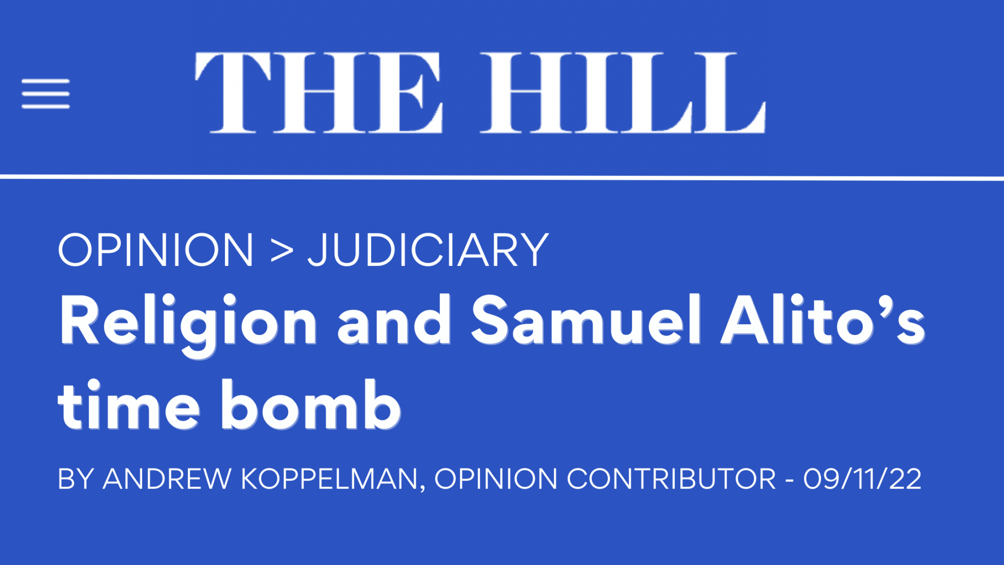 Religion and Samuel Alito’s time bomb | The Hill Column Andrew Koppelman